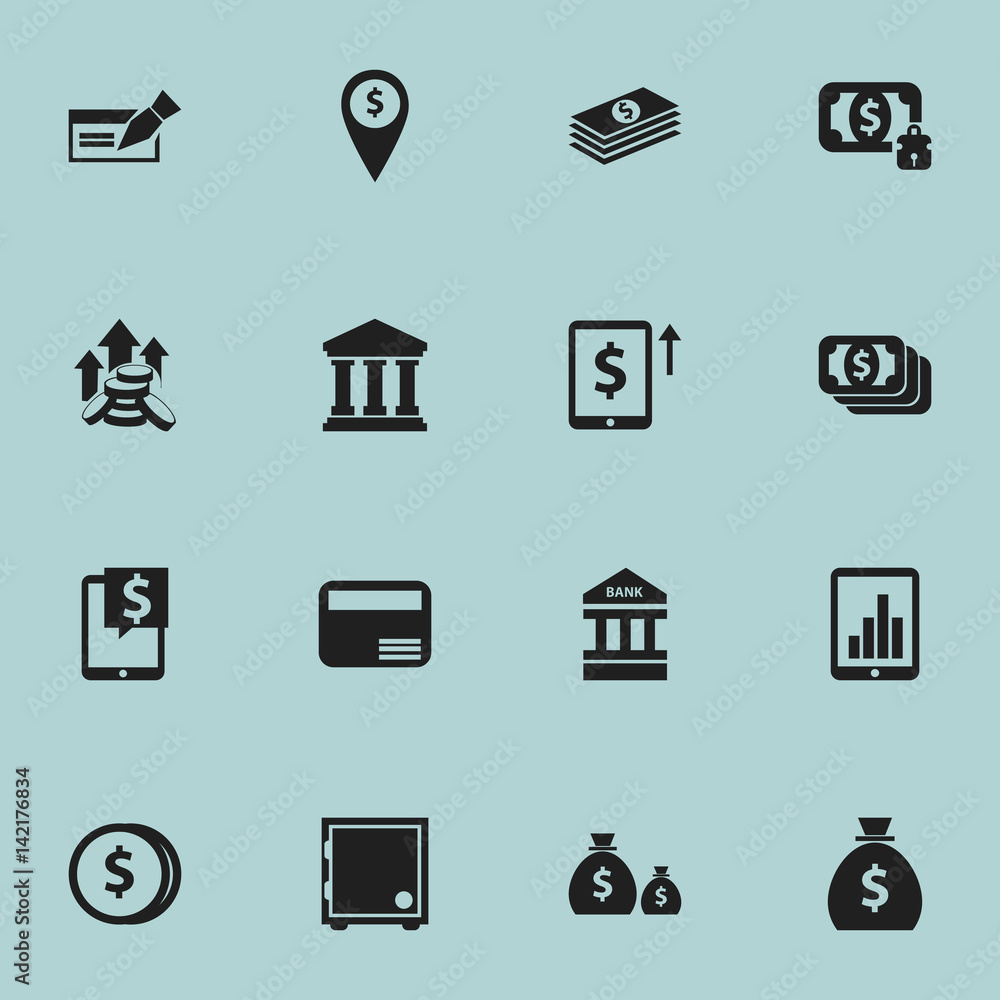 Set Of 16 Editable Finance Icons. Includes Symbols Such As Specie ...