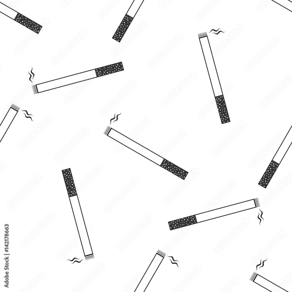 Cigarette icon. Tobacco sign. Smoking symbol icon seamless pattern on ...