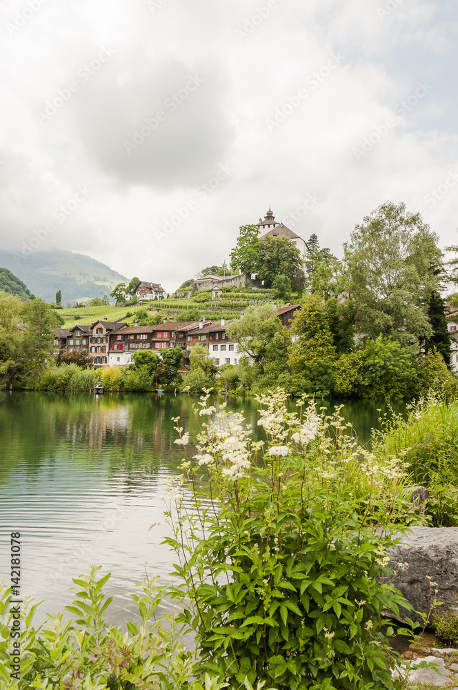 Buchs, Werdenberg, Stadt, Altstadt, Schloss, See, Uferweg, Seerundgang ...
