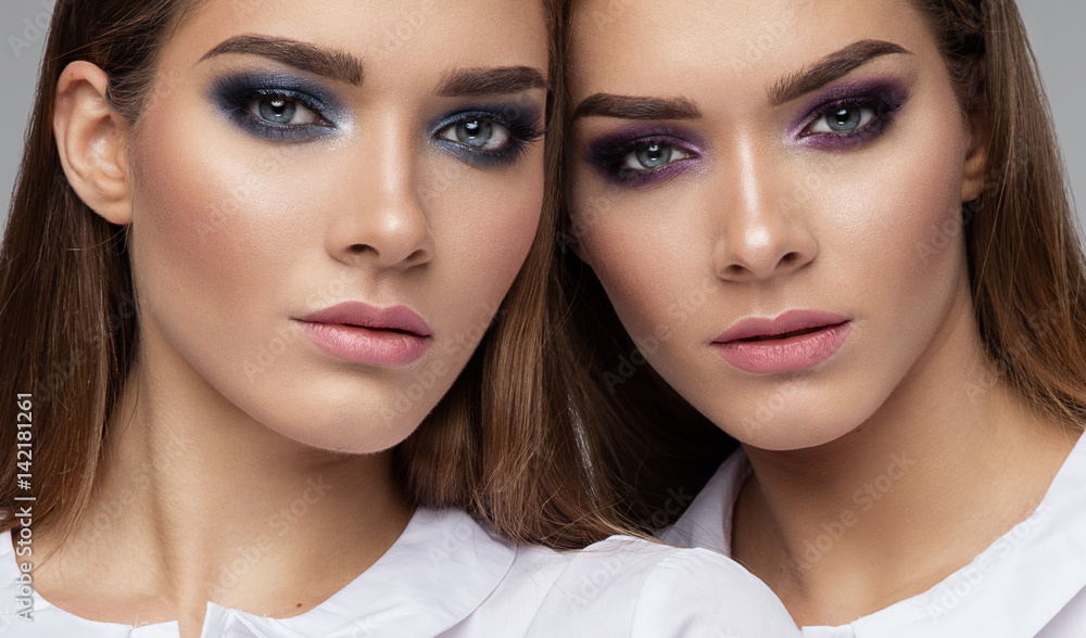 Beauty portrait of sisters models with natural skin Stock-Foto | Adobe ...