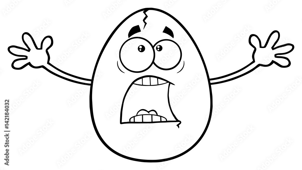 Cartoon Scared Face Black And White