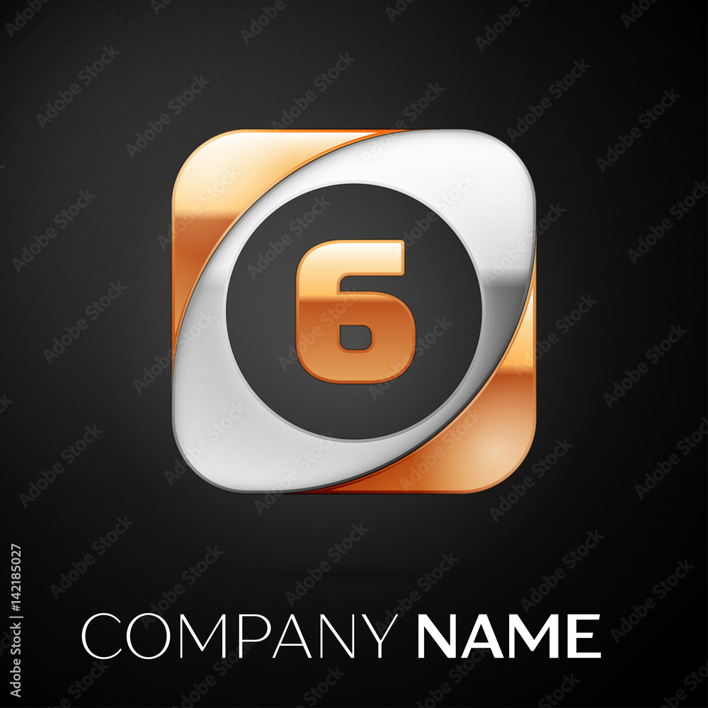 Number six vector logo symbol in the colorful square on black ...