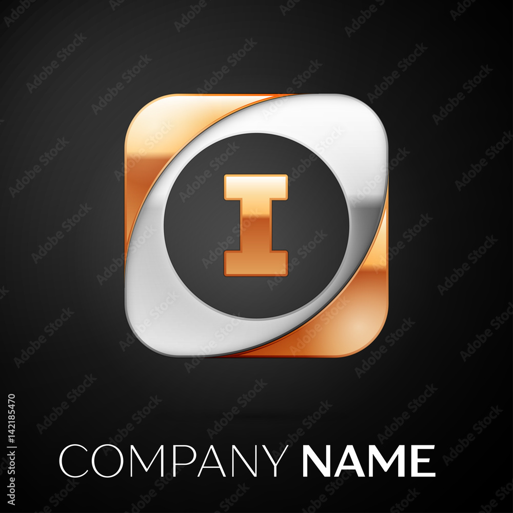 Letter I vector logo symbol in the colorful square on black background ...