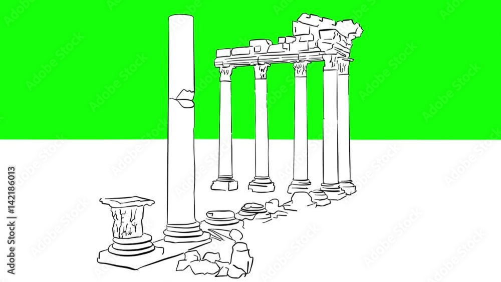 Temple of Apollon, Antalya, Turkey, Sketched Motion Sequence, 5 seconds ...