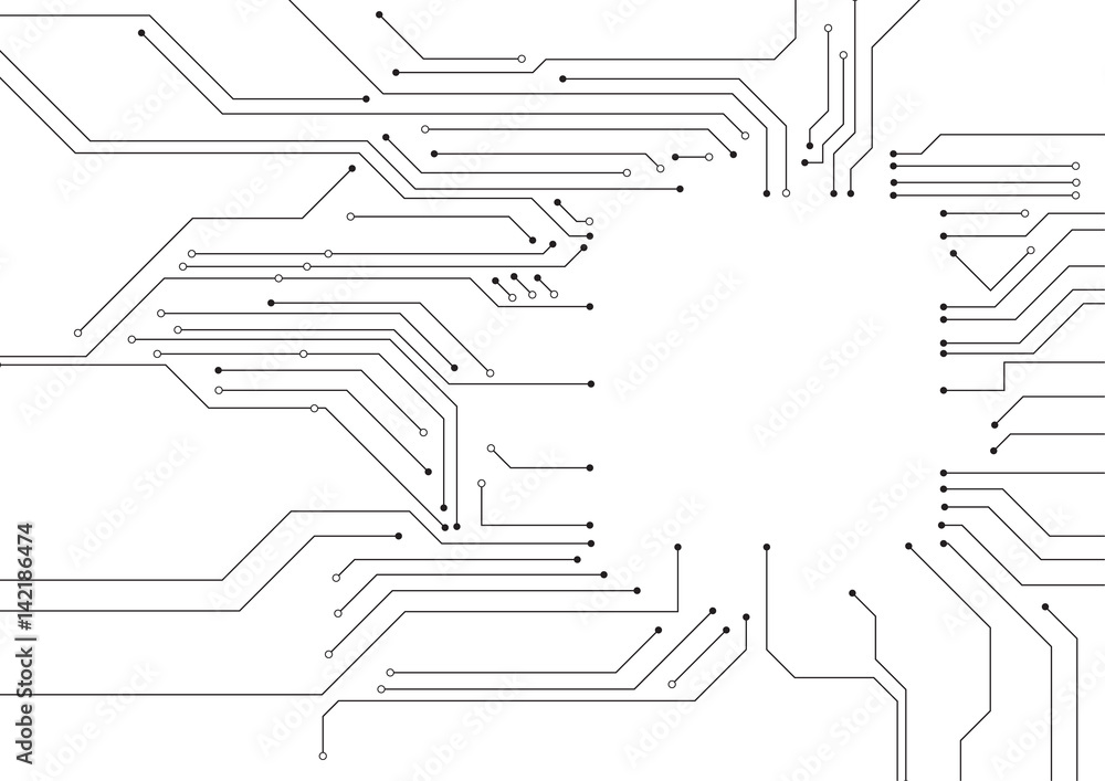 Vector : Electronic circuit with empty space on white background Stock ...