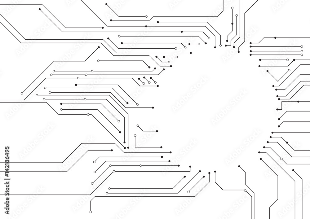 Vector : Electronic circuit with empty space on white background Stock ...