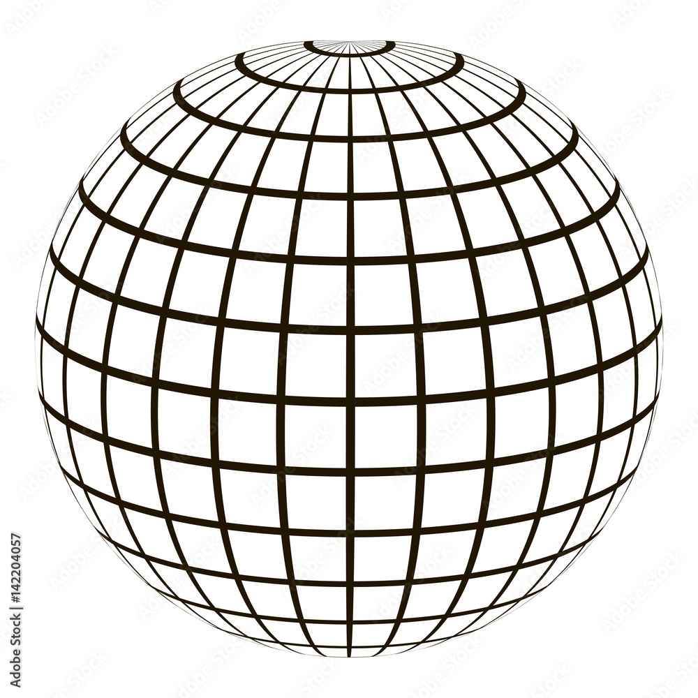 3d Globe With A Coordinate Grid Meridian And Parallel Stock Vector 