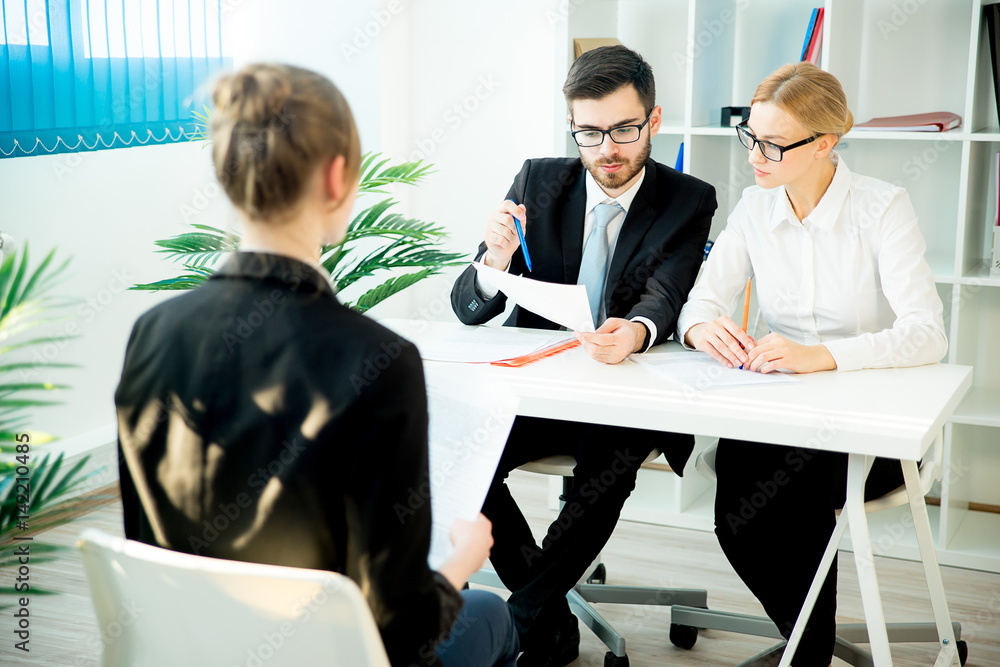 Young woman on a job interview Stock Photo | Adobe Stock