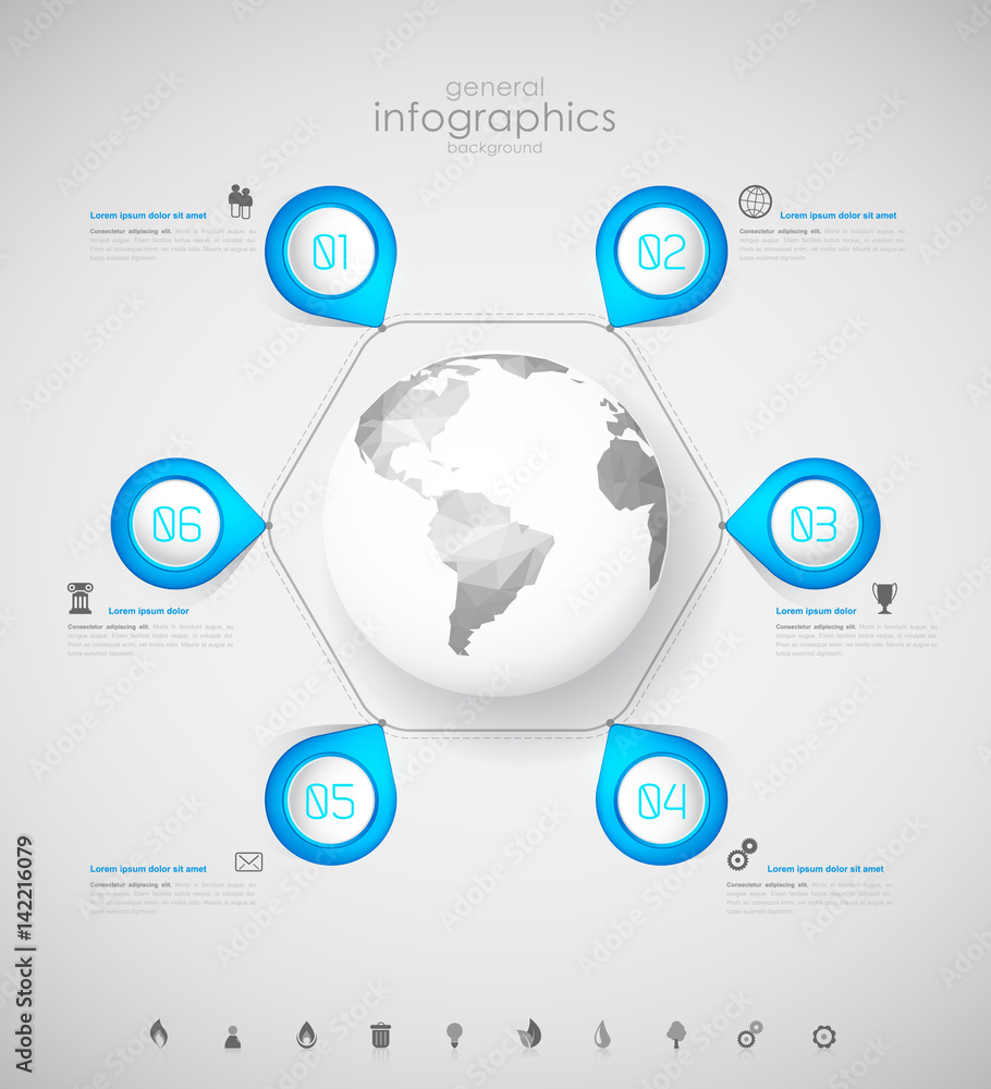 Infographic overview design template with blue labels. Stock Vector ...
