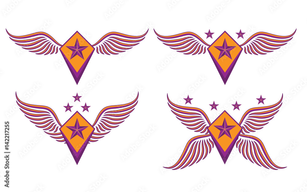 star_with_wings_symbol_set Stock Vector | Adobe Stock