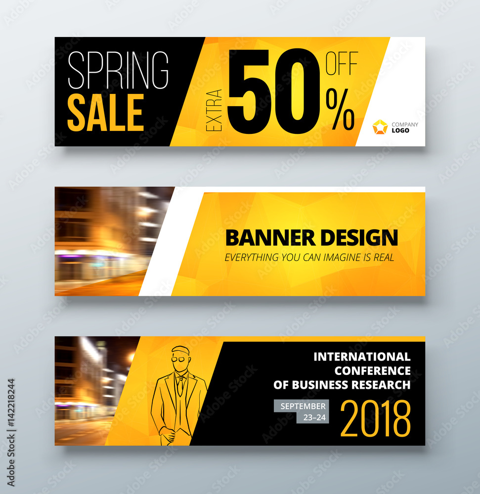 Banner template design. Presentation concept. Black Yellow Corporate ... Banner template design. Presentation concept. Black Yellow Corporate ...