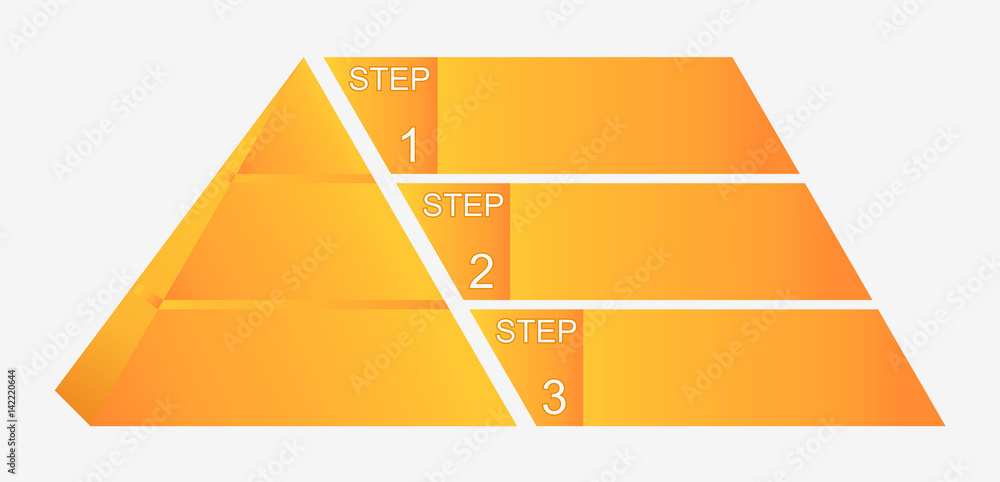 Pyramid chart with four elements with numbers and text, pyramid ...