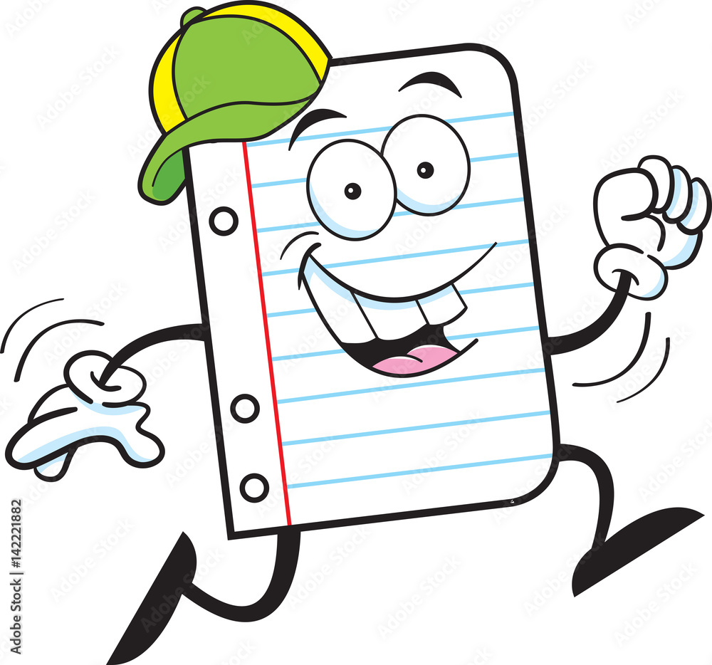 Cartoon illustration of a running piece of paper. vector de Stock ...