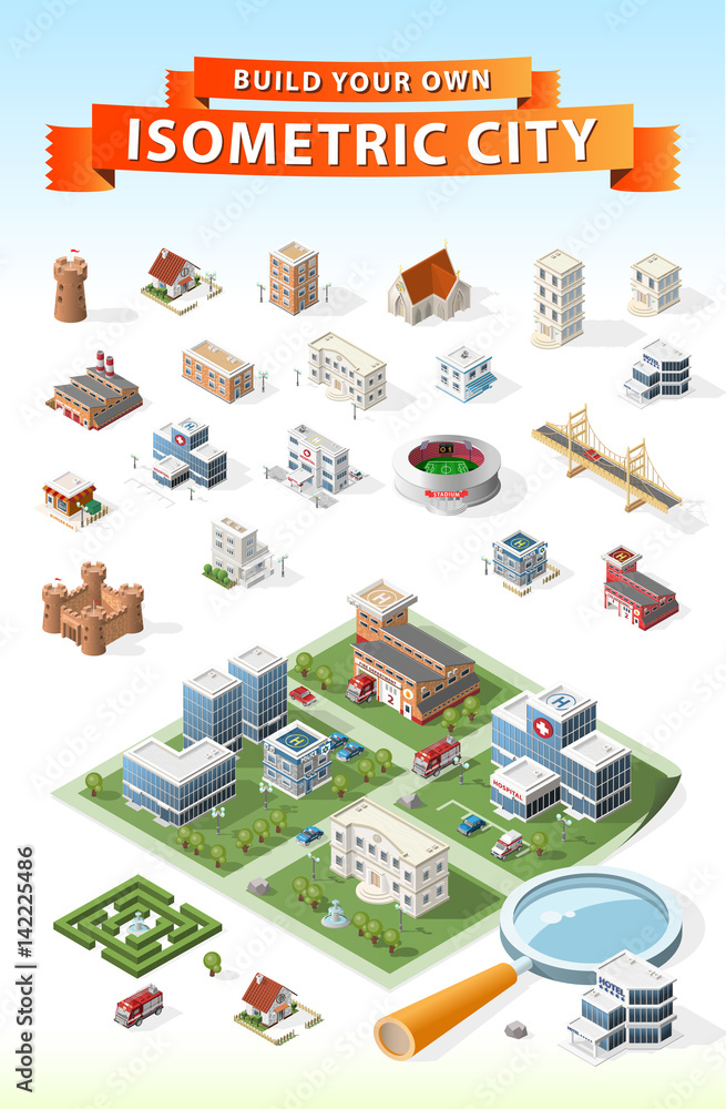Build Your Own Isometric City . Isolated Vector Element Stock Vector ...