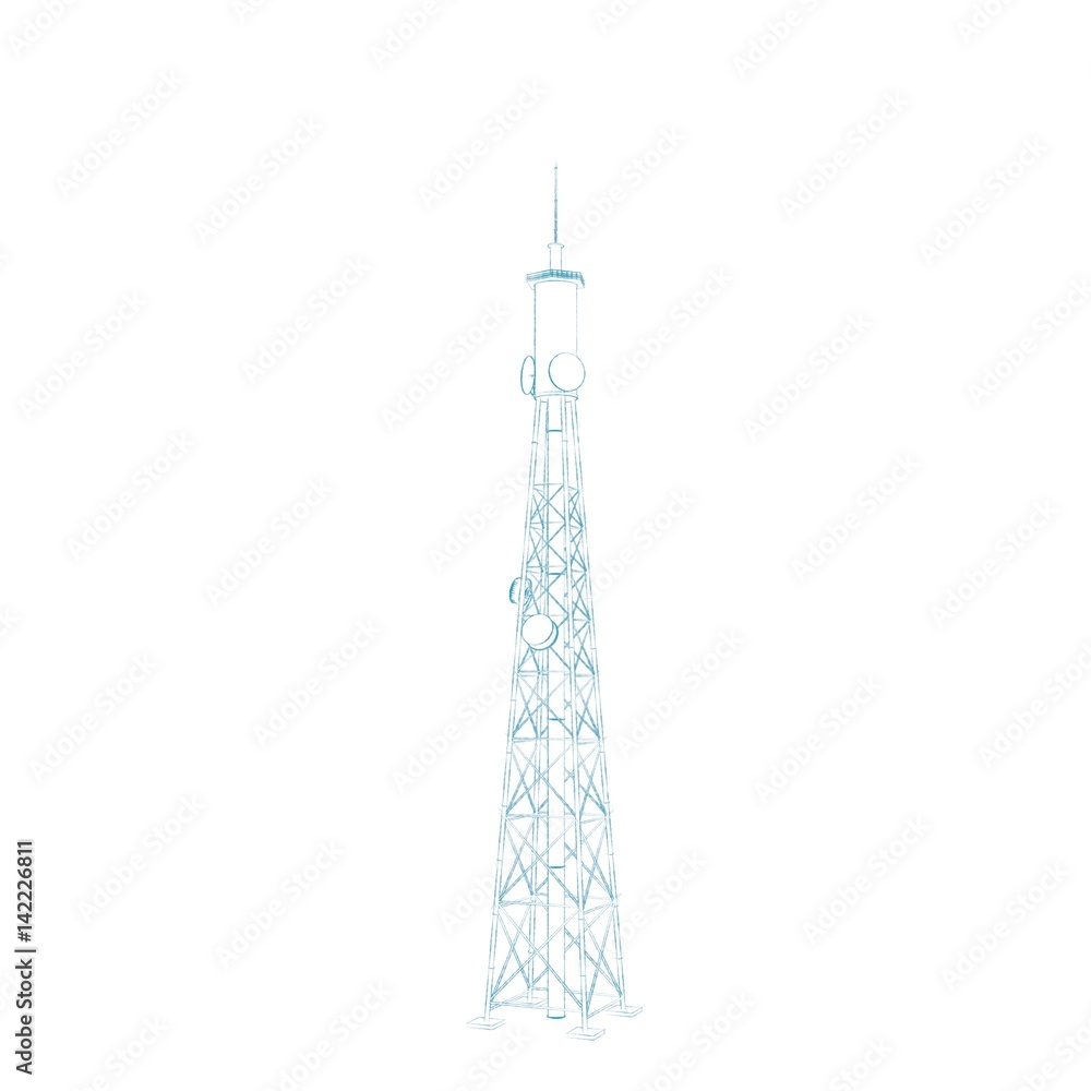 Radio Tower. Isolated on white background.Sketch illustration. Stock ...