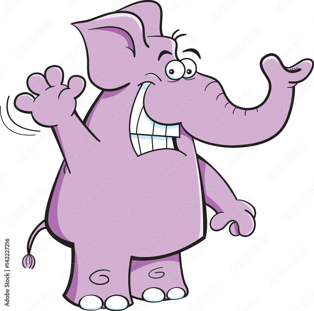 Cartoon illustration of an elephant waving. Stock Vector | Adobe Stock