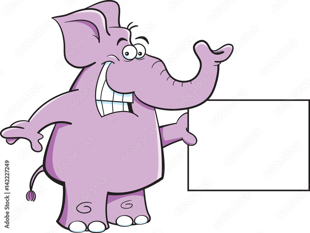 Cartoon illustration of an elephant holding a sign. Stock Vector ...
