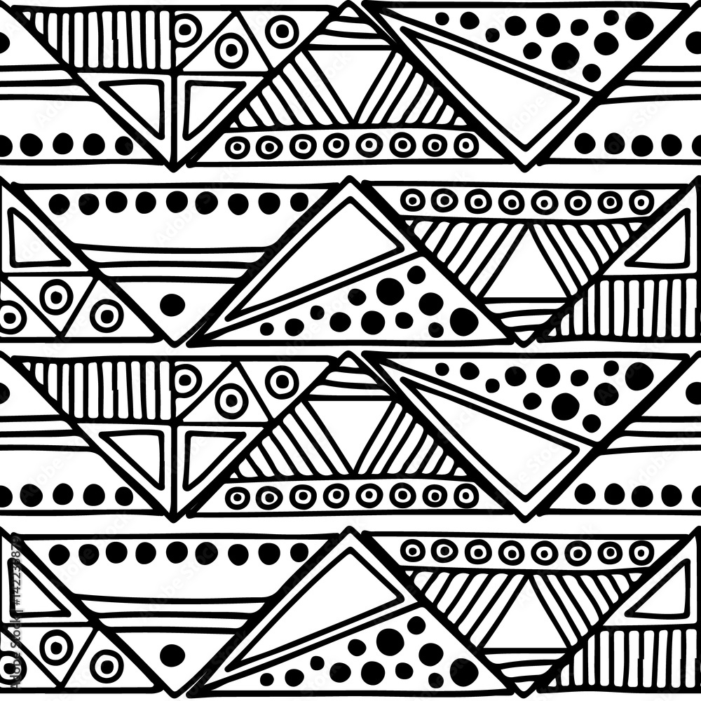Seamless vector pattern. Black and white geometrical background with ...