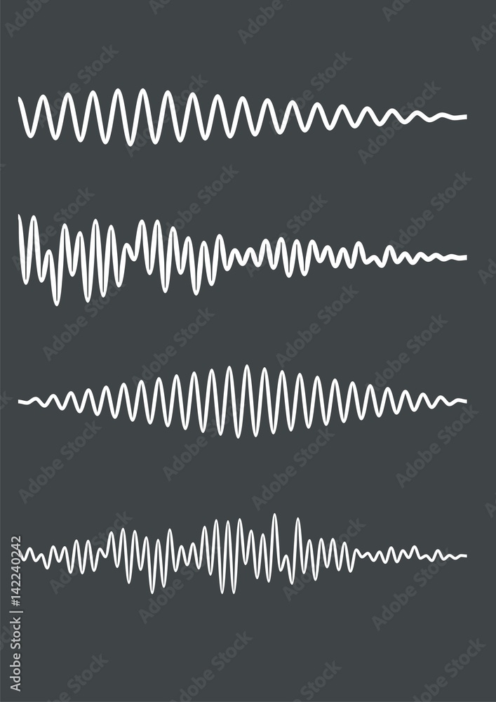 Zig-zag wavy lines as a sound track or cardiogram. Vector illustration ...