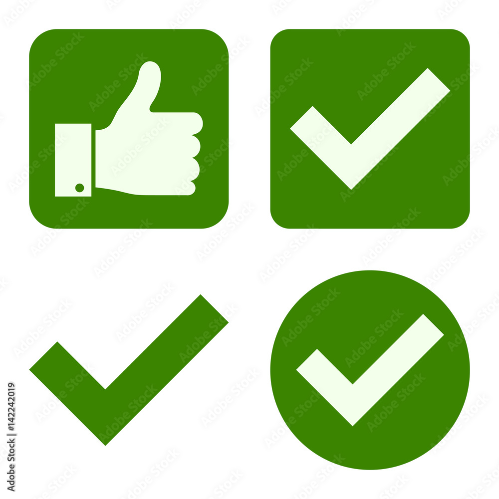 Accept icon set. Flat symbol collection. Raster pictograms. Stock ...