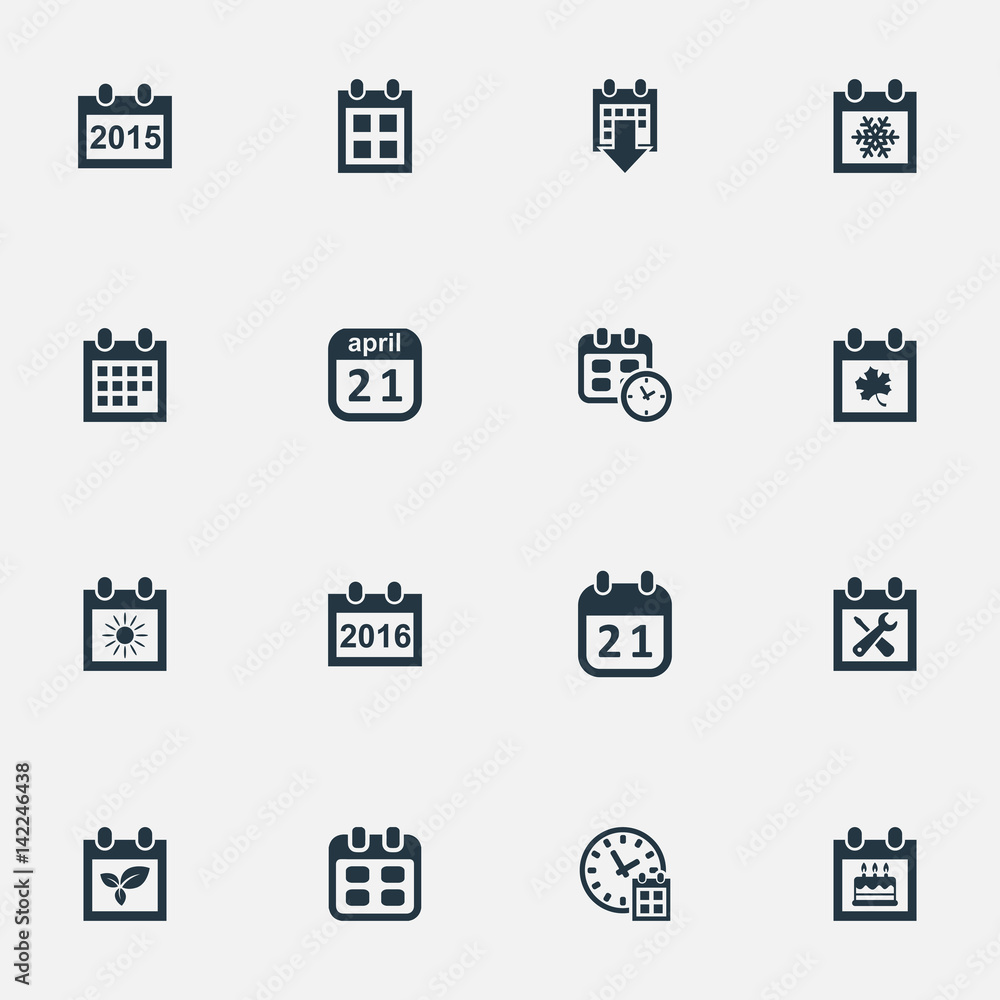 Vector Illustration Set Of Simple Date Icons. Elements Renovation Tools ...