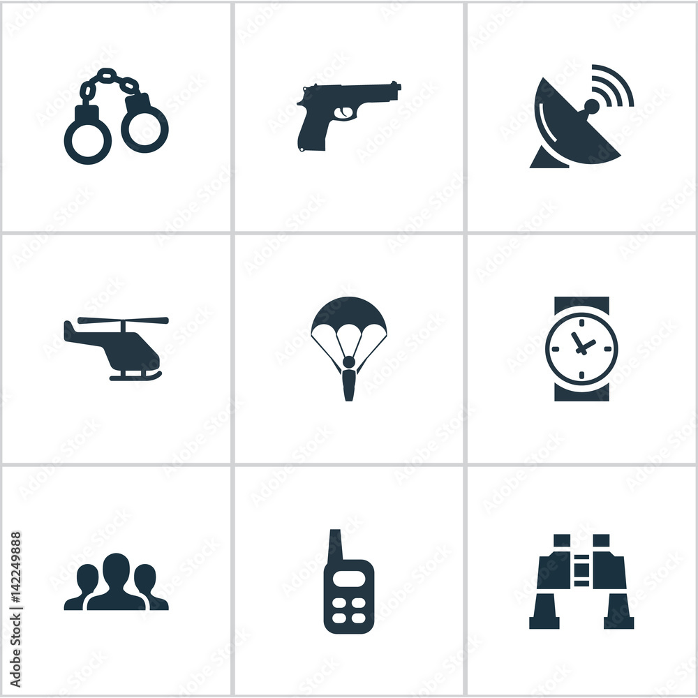 Vector Illustration Set Of Simple Battle Icons. Elements Signal ...