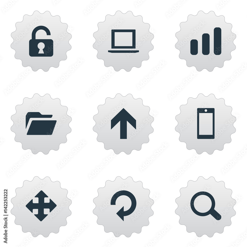 Vector Illustration Set Of Simple Practice Icons. Elements Magnifier ...