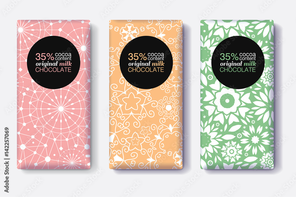 Vector Set Of Chocolate Bar Package Designs With Modern Black and ...