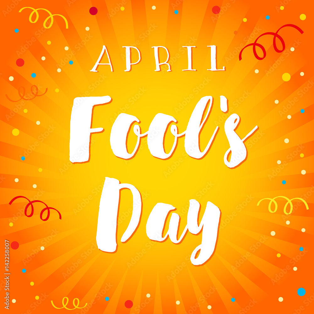 April Fools Day lettering card. April Fools Day vector text on abstract ...