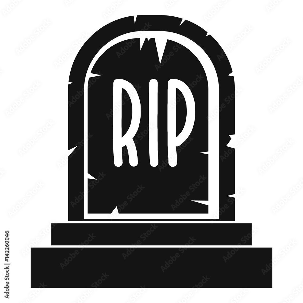Gravestone with RIP text icon, simple style Stock Vector | Adobe Stock