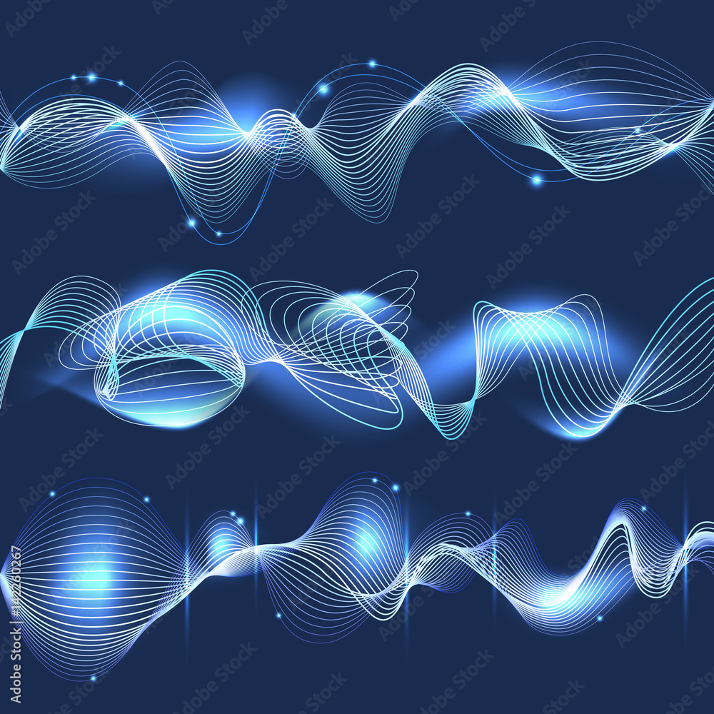 Abstract blue shining wave background. Vector illustration Vector ...