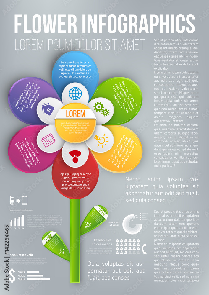 Flower style infographic chart options menu Stock Vector | Adobe Stock