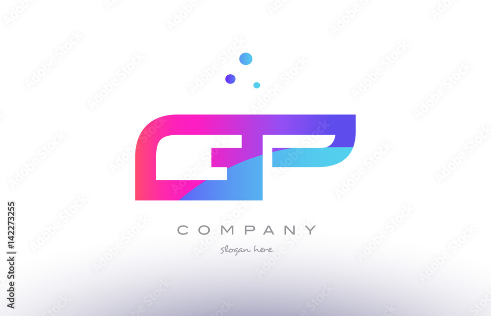 gp g p creative pink blue modern alphabet letter logo icon template ...
