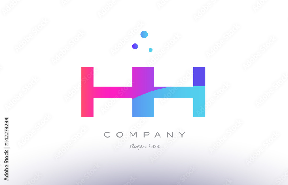 hh h h creative pink blue modern alphabet letter logo icon template ...