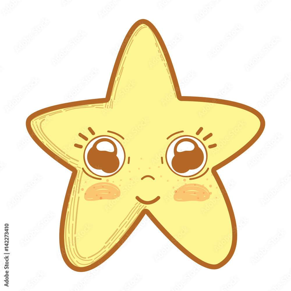 kawaii cute star with big eyes and cheeks Stock Vector | Adobe Stock