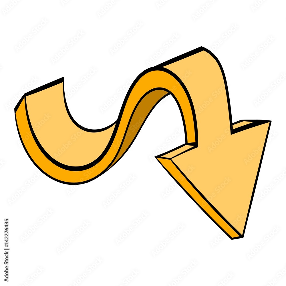 Yellow wavy arrow icon, icon cartoon Stock Vector | Adobe Stock