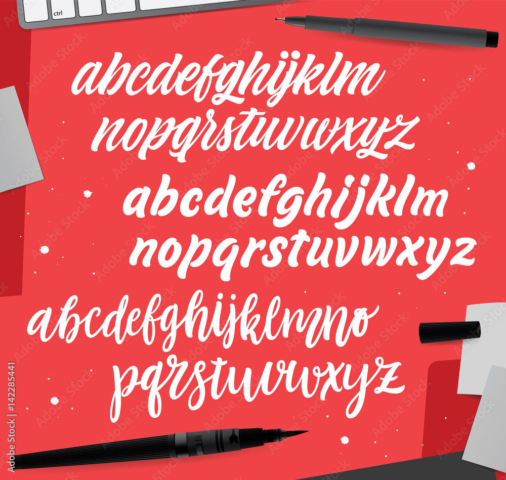 Vector set with hand written ABC letters isolated on white background ...