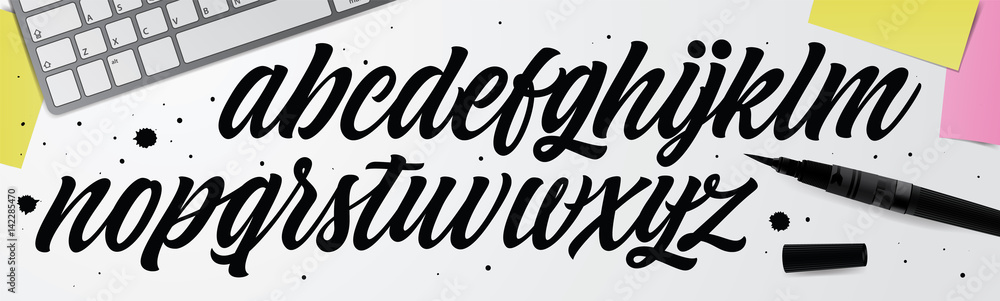 Vector set with hand written ABC letters isolated on white background ...