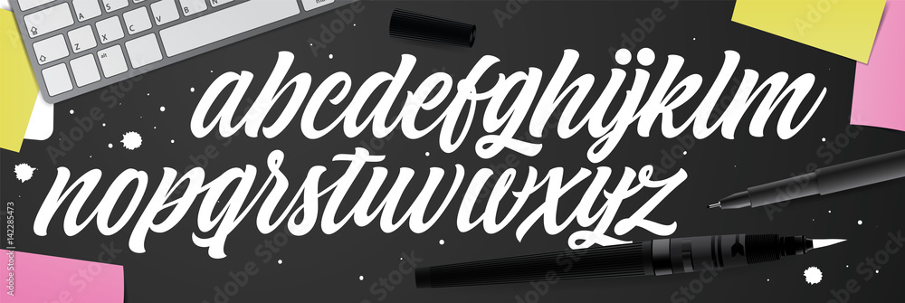 Vector Hand Drawn Alphabet. Brush Painted Letters. Handwritten Script ...