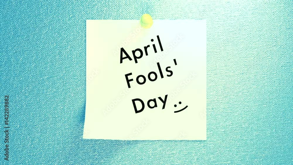 April Fools' Day note. Cartoon style happy holidays greetings animation ...