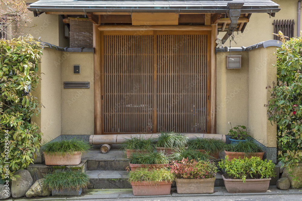 Entrance of traditional Japanese House in Kyoto, Japan Stock Photo ...