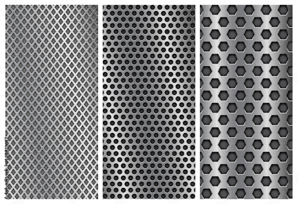 Metal perforated backgrounds. Brochure design templates. Steel flyer ...