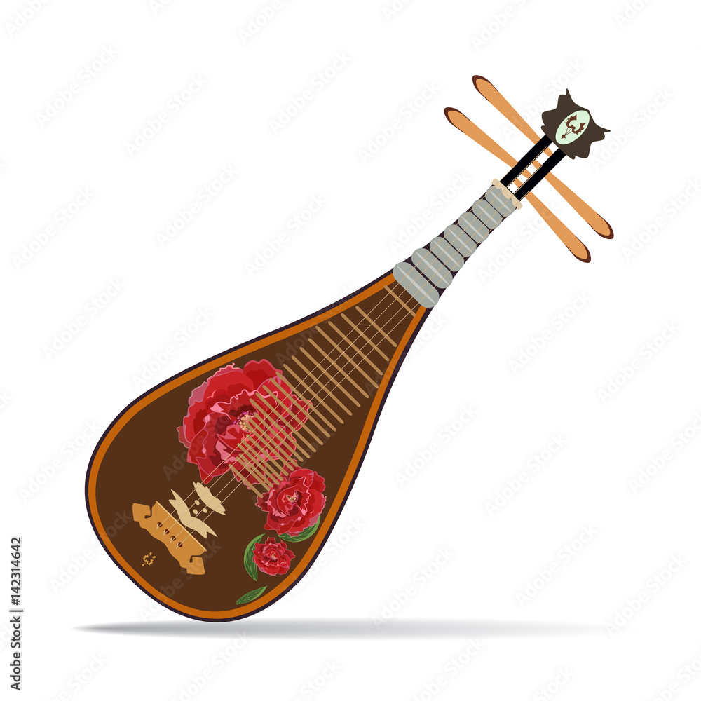 Vector illustration of chinese pipa isolated on white background Stock ...