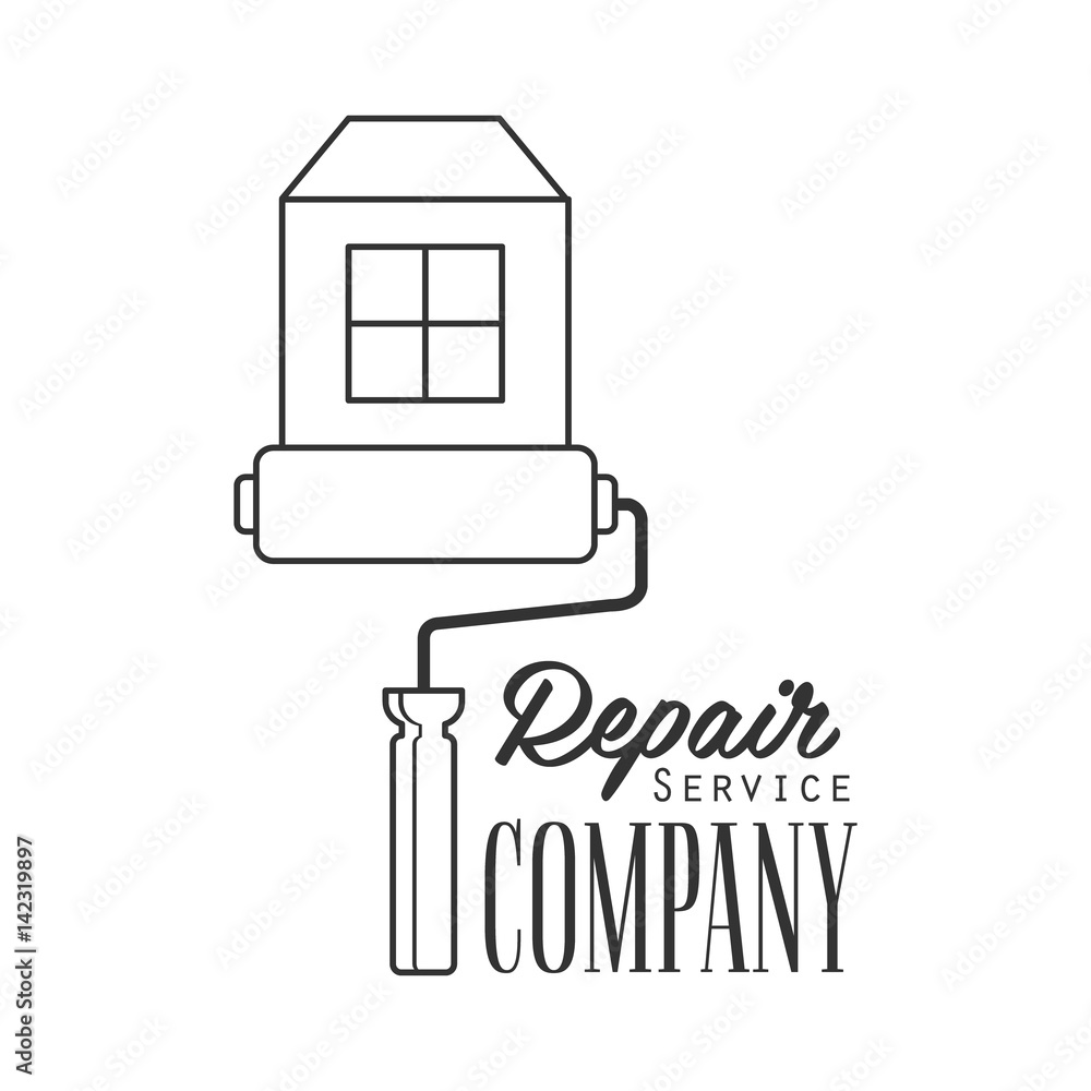 Repair and Renovation Service Black And White Sign Design Template With ...
