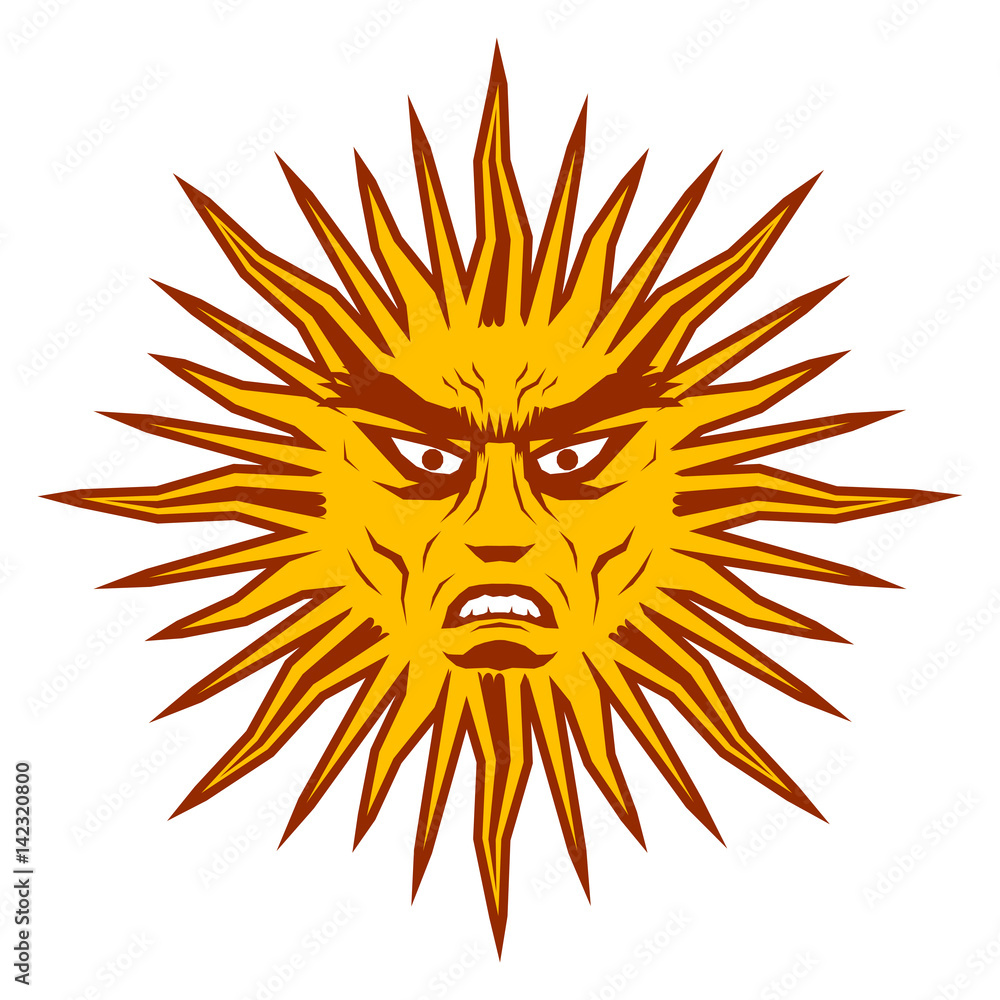 sun vector with cruel face Stock Vector | Adobe Stock