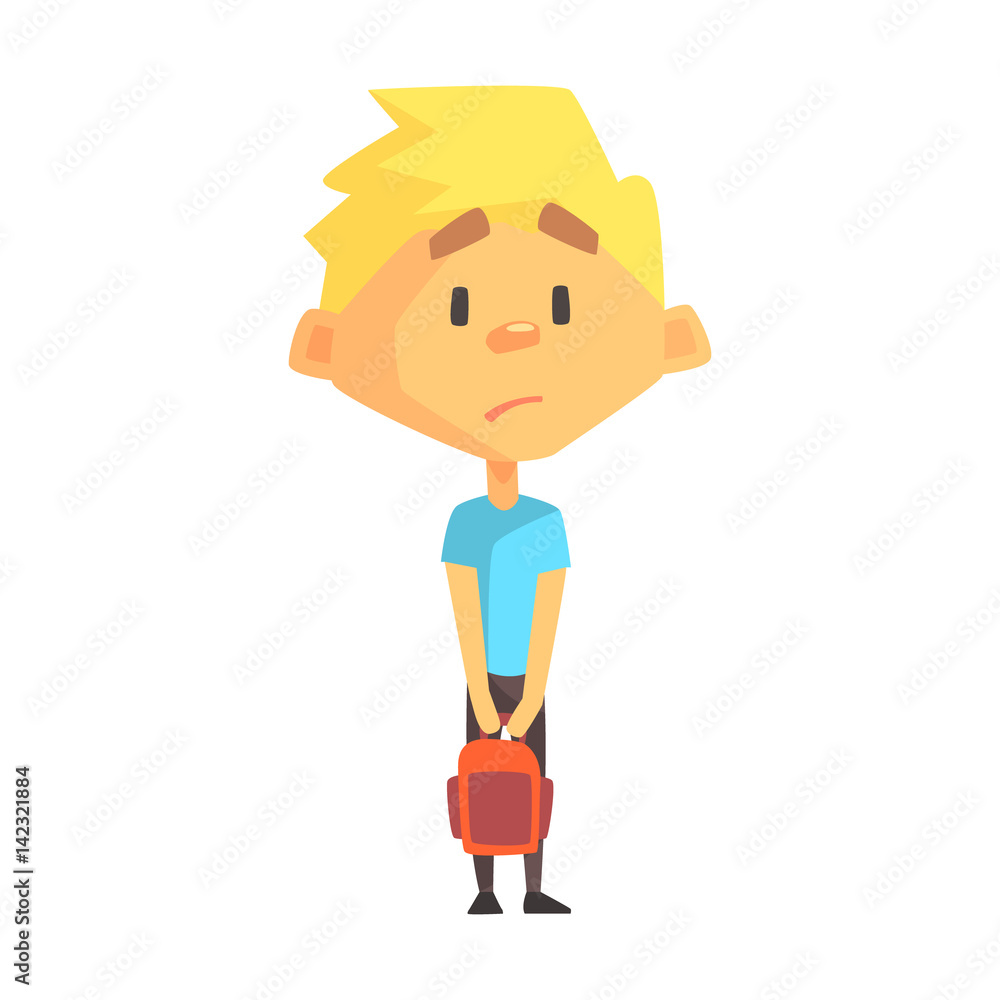 Sad Blond Boy, Primary School Kid, Elementary Class Member, Isolated ...