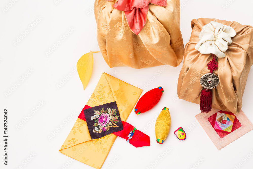 Korean traditional gift box on Silk background Stock Photo | Adobe Stock