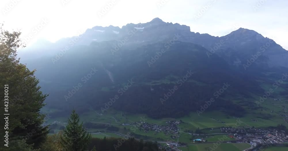 aerial view of the town in the valley from above. Stock Video | Adobe Stock