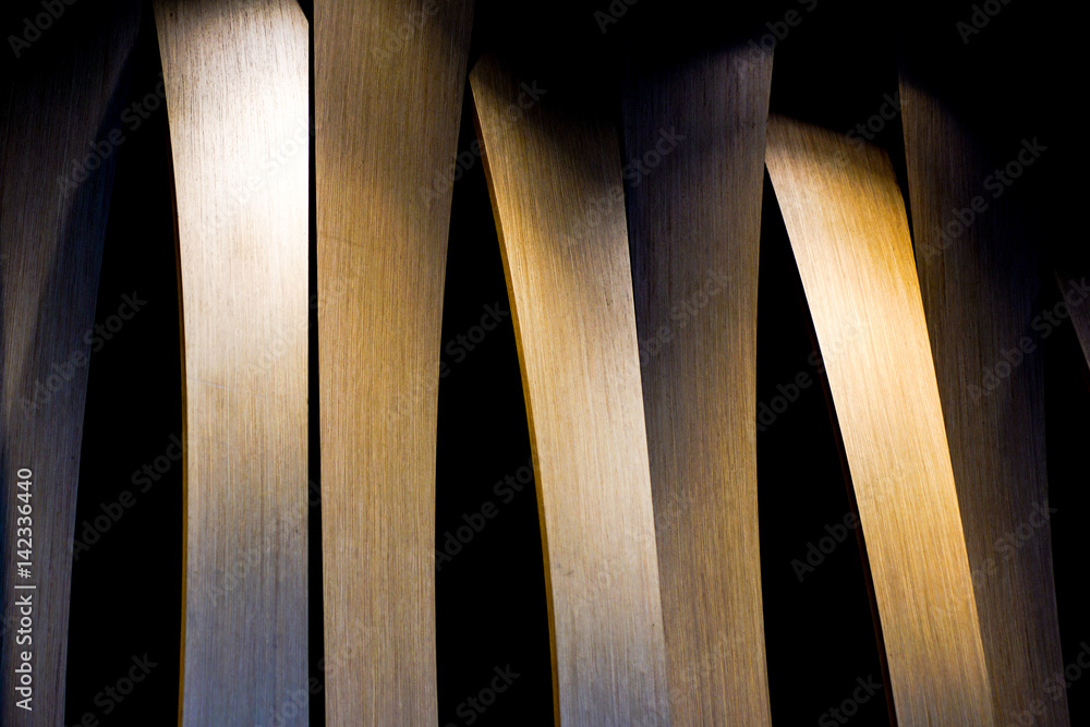 Grunge interior photo of wood wall with lateral lighting from led light ...