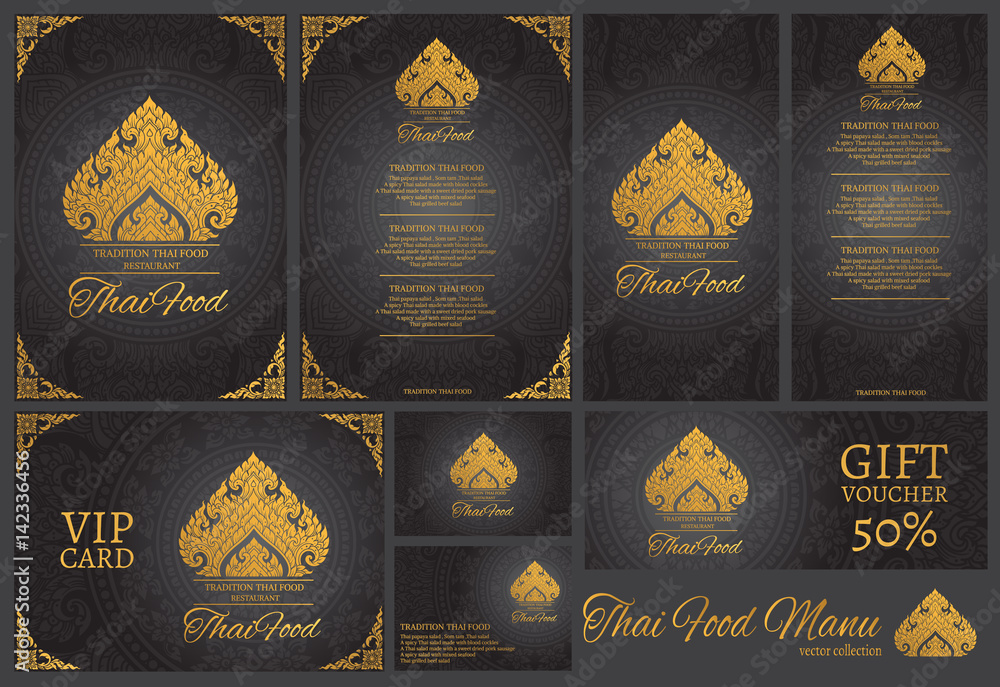 vector thai food restaurant menu template.thai tradition background ...